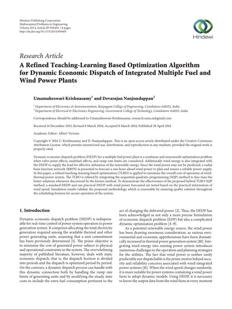 pdf a refined teaching learning based optimization algorithm for
