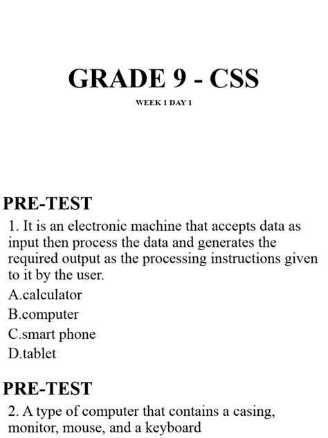 9 Css Quarter 1 Week 1 Day 1 Pdf Personal Computers Desktop Computer