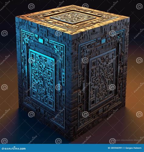 Photo Cube Or Box Consists Matrix Of Digitsfuturistic Modern
