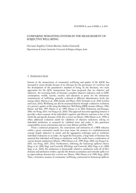 Pdf Comparing Weighting Systems In The Measurement Of Subjective Well