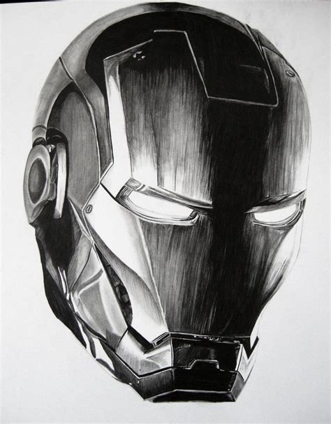 Iron Man Helmet Drawing In Pencil