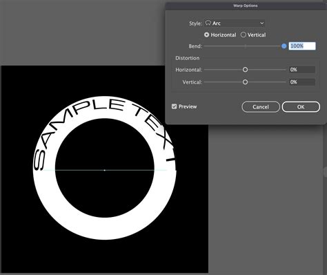 Why Is Arc Warp Text Not A Perfect Circle How Can I Bend The Text To