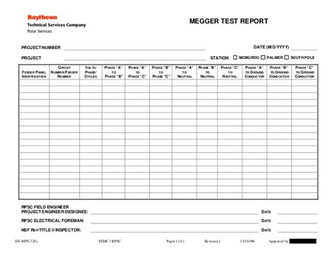 Megger Test Report Template 9 Templates Example Templates Example