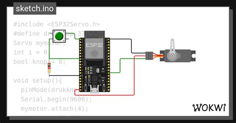 servo starten met knop wokwi esp32 stm32 arduino simulator