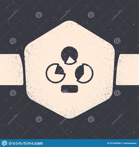 Grunge Pie Chart Infographic Icon Isolated On Grey Background Diagram