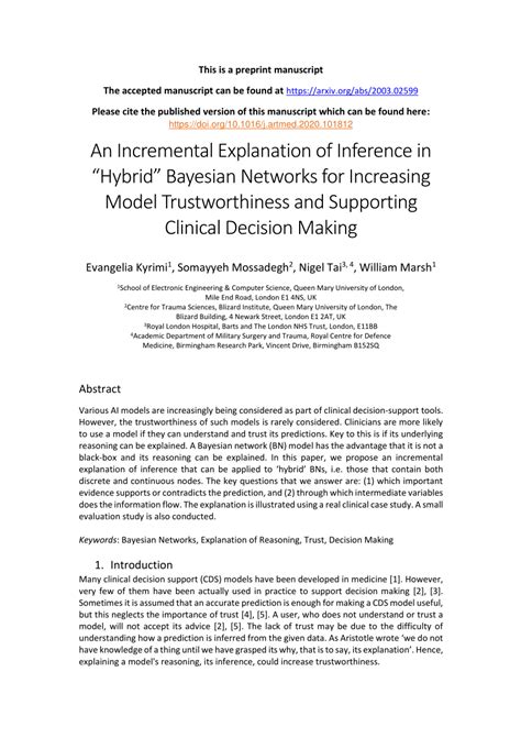 Pdf An Incremental Explanation Of Inference In Bayesian Networks For