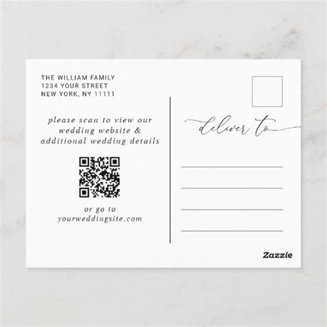 Elegant Minimalist Wedding Save The Date QR Code Postcard Zazzle