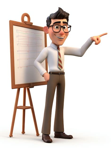 Premium Ai Image Energetic Education 3d Teacher In Classroom Demonstrates Concept With Whiteboard