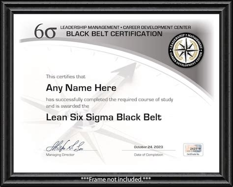 Six Sigma Black Belt Certificate Template
