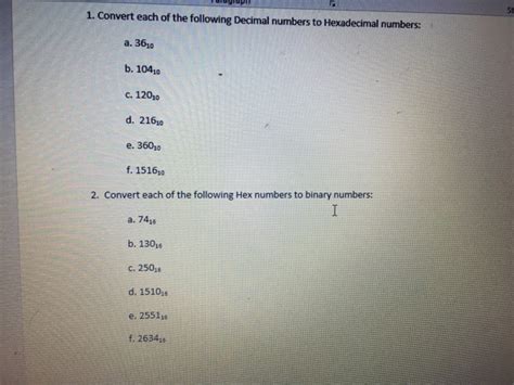 solved st 1 convert each of the following decimal numbers
