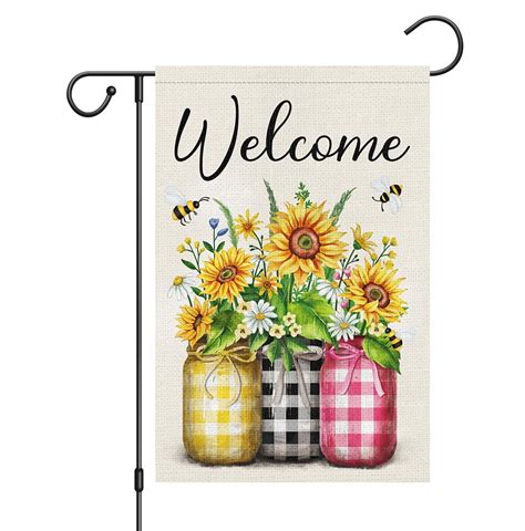Vochic Double Sided Welcome Summer Sunflower Garden Flag 12x18 Mason