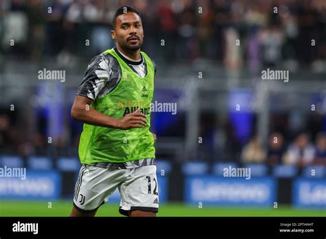 Alex Sandro Of Juventus Fc Looks On During Coppa Italia 2022 23 Semi Final 2st Leg Football