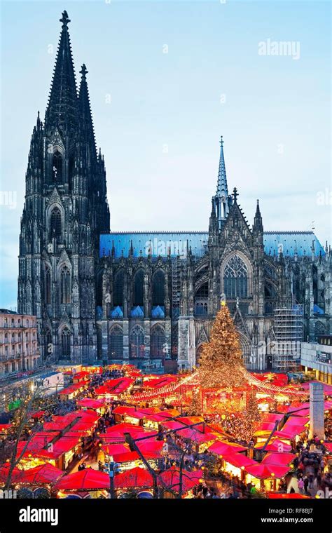 Christmas Market At Cologne Cathedral In The Evening Cologne North