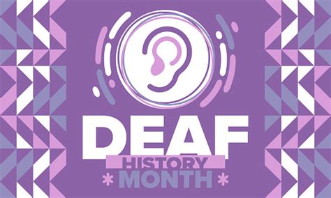 전국 청각 장애인 역사의 달 미국에서 3월부터 4월까지 기념 청각 장애인의 성취와 듣기 힘든 것을 기리기 위해 포스터 엽서 배너 벡터 일러스트레이션 3월에 대한 스톡 벡터