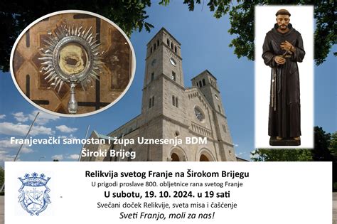 Najava Dolazak Relikvije Svetog Franje U Široki Brijeg Franjevački