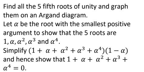 Solved Find All The Fifth Roots Of Unity And Graph Them On Chegg