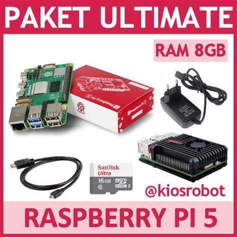 Jual Paket Lengkap Ultimate Raspberry Pi 5 RAM 8GB Made In UK 64GB Kota Depok KiosRobot