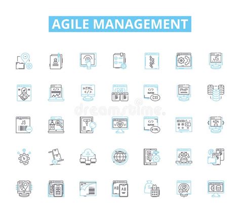 Agile Management Linear Icons Set Iterative Collaboration Flexibility Scrum Lean Kanban