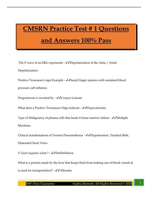 Cmsrn Practice Test 1 Questions And Answers 100 Pass Cmsrn Stuvia Us