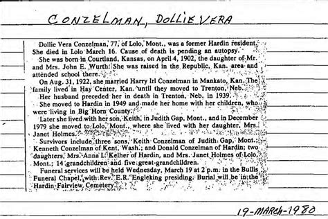 Conzelman Dollie Montana History Portal