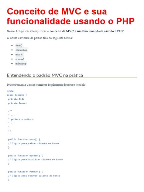 Implementando O Padrão Mvc Em Php Uma Explicação Passo A Passo Sobre O
