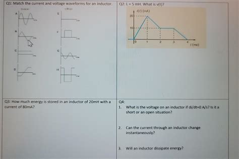 solved q1 match the current and voltage waveforms for an
