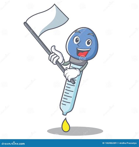 With Flag Dropper Character Cartoon Style Stock Vector Illustration