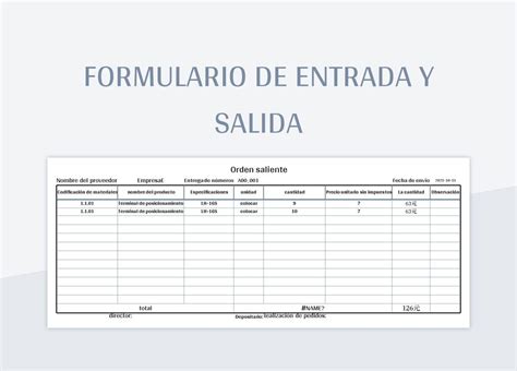 Plantilla De Excel Formulario De Entrada Y Salida Y Hoja De Cálculo De