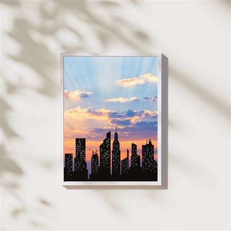 Sunset Sunrise City Poster Printable Travel Wall Art Printable Cityscape Wall Art Digital