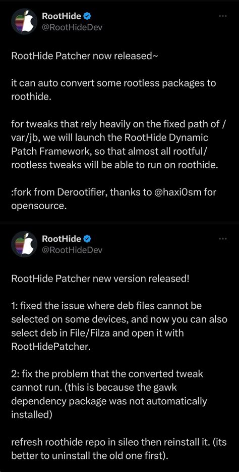 RootHide Patcher 发布使普通越狱调整与 RootHide 越狱检测绕过兼容 Wwtyrd