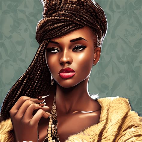 Stunning African American Woman In Leopard Fur Coat · Creative Fabrica
