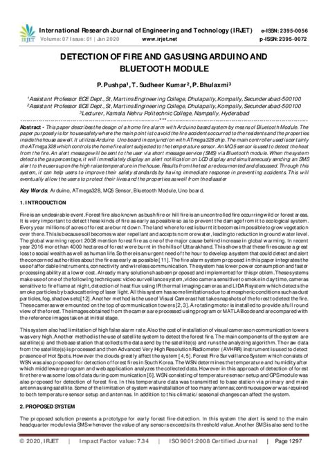 Pdf Irjet Detection Of Fire And Gas Using Arduino And Bluetooth Module