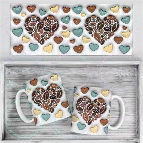 Coffee Love 3d Inflated Mug Wrap Design 11oz 12 Oz And 15 Ounce