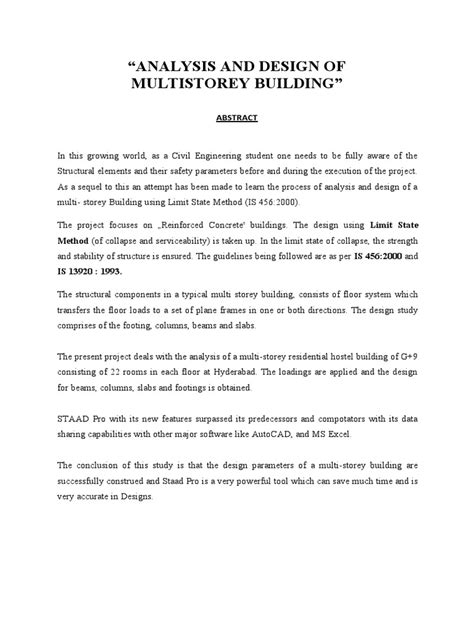 Analysis And Design Of Multistorey Building Pdf
