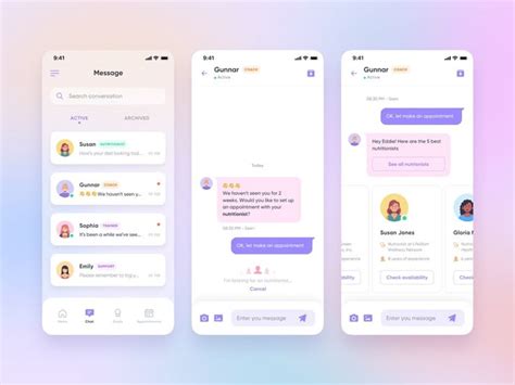 chatbot concept book a nutritionist chatbot mobile app design