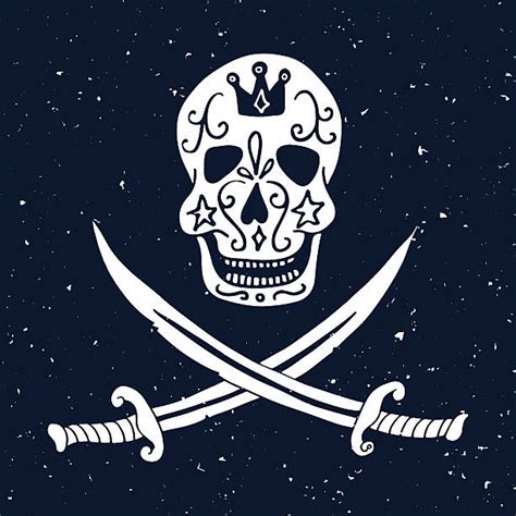 Pirate Skeleton With Treasures And Sword Illustrations Royalty Free
