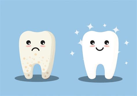 Premium Vector Cute Clean And Dirty Teeth Illustration