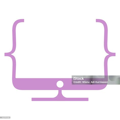 Coding Monitor Icon Design Template Vector Programmer Connect Lineart