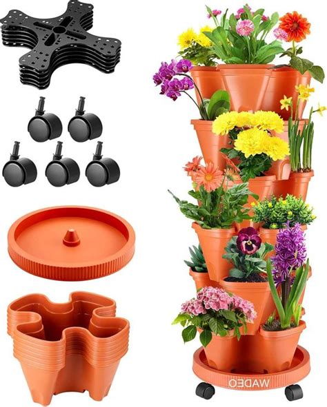 Plantentoren Met Stapelbare Plantenpotten Verticale Tuin 6 Niveaus