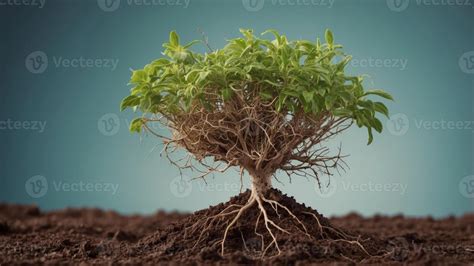 Cross Section View Of A Seedling And Root System In Soil 49723552