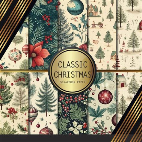 Classic Christmas Scrapbook Paper Double Sided Craft Paper For Card