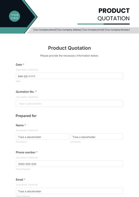 Free Service Quotation Template To Edit Online