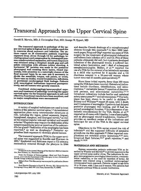 Pdf Transoral Approach To The Upper Cervical Spine Dokumen Tips
