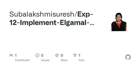 Github Subalakshmisureshexp 12 Implement Elgamal Encryption And Decryption
