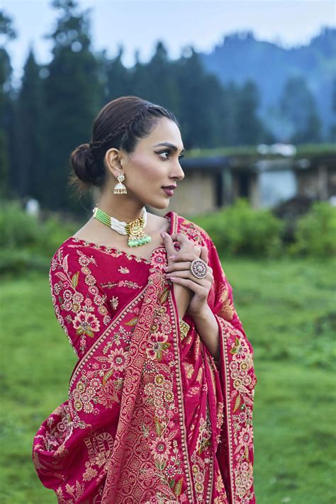 Ruby Pink Traditional Printed Pure Dola Silk Saree
