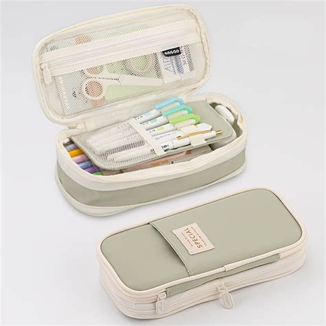 1pc Expandable Pencil Case With Compartments Large Capacity Pencil