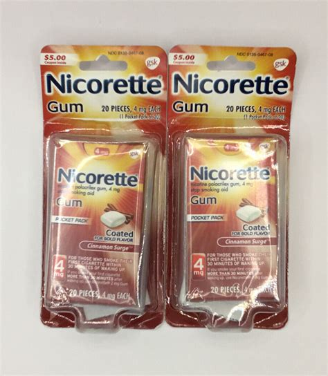 2 Nicorette Gum Stop Smoking Aid 4mg Cinnamon Surge 20x240 Ct Exp 924