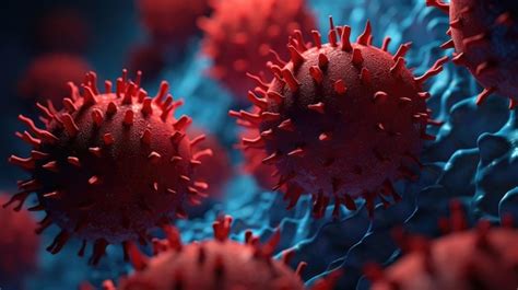 Premium Photo Multiplying Viruses Virus Spikes Detaching Red Virus