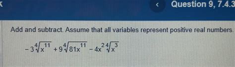 solved add and subtract assume that all variables represent